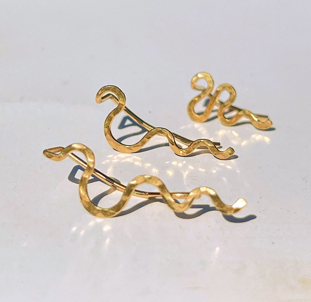 3 Sizes Snake Ear Climber Testing Set, 14k Gold, Snake Ear Crawler ...