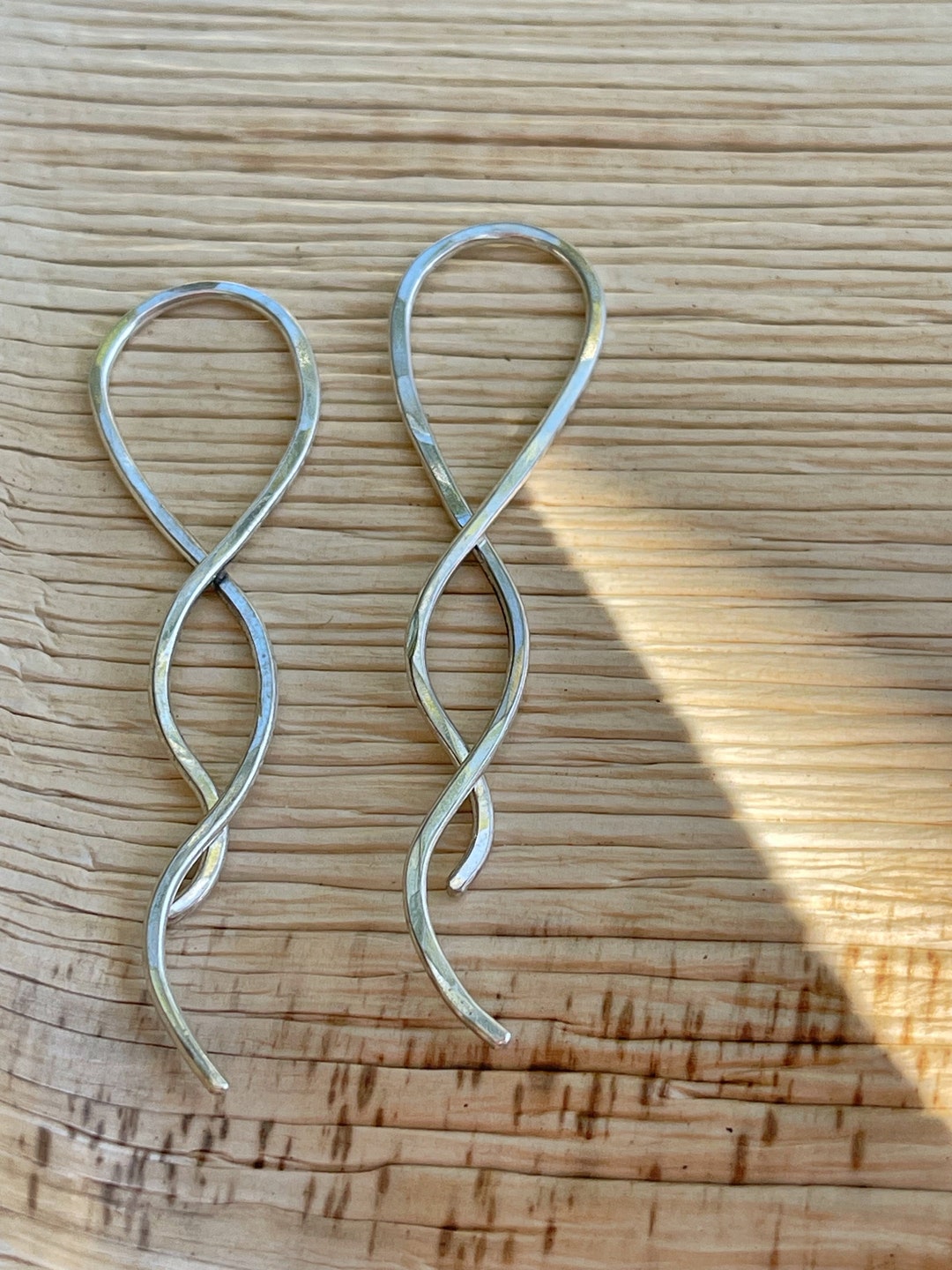 Wave Threader Hoops 16 Gauge, Sturdy Hoop Earrings, Handmade Metalsmith ...