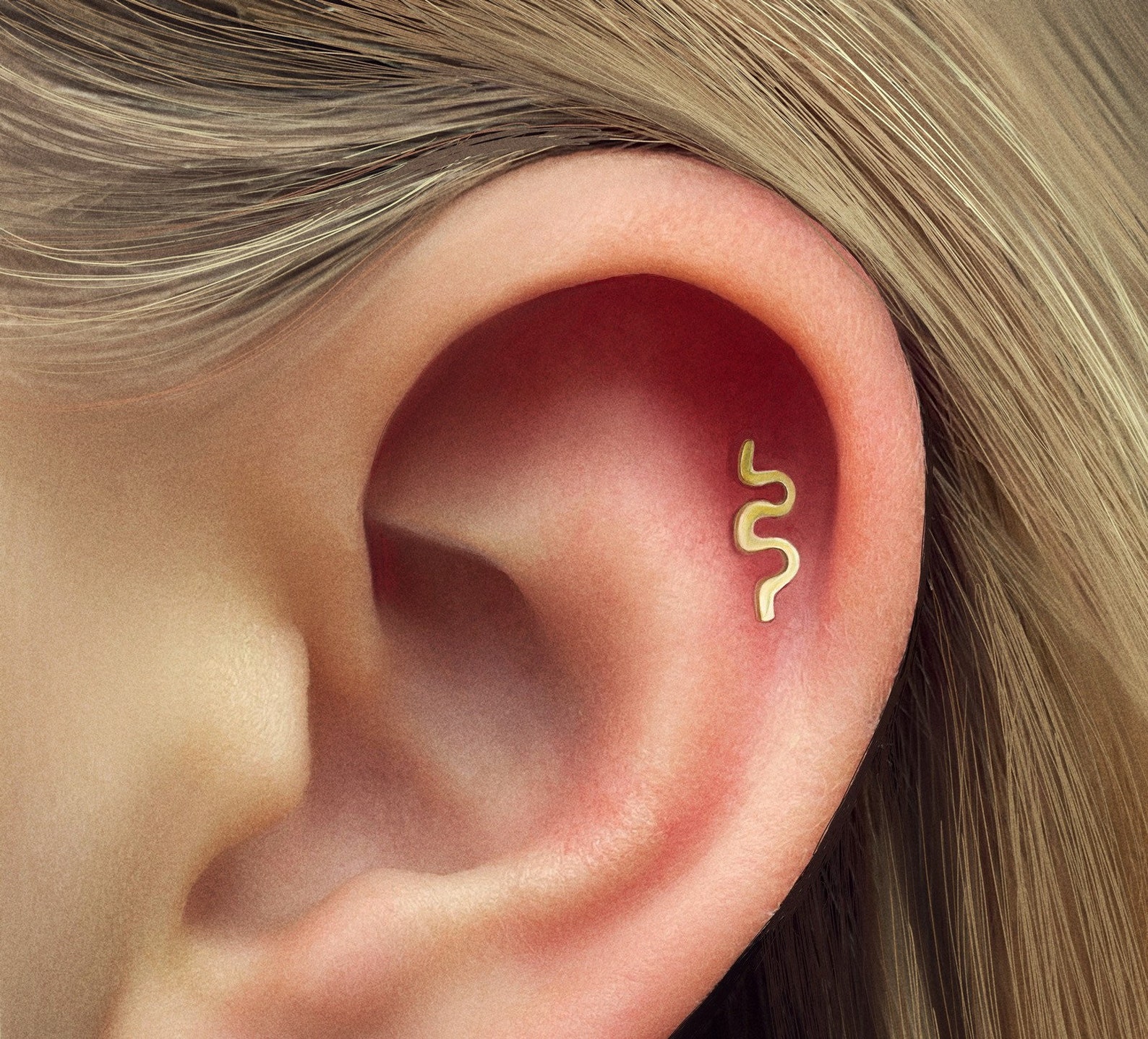 Helix Snake Piercing Upper Ear Snake Stud Conch Piercing | Etsy