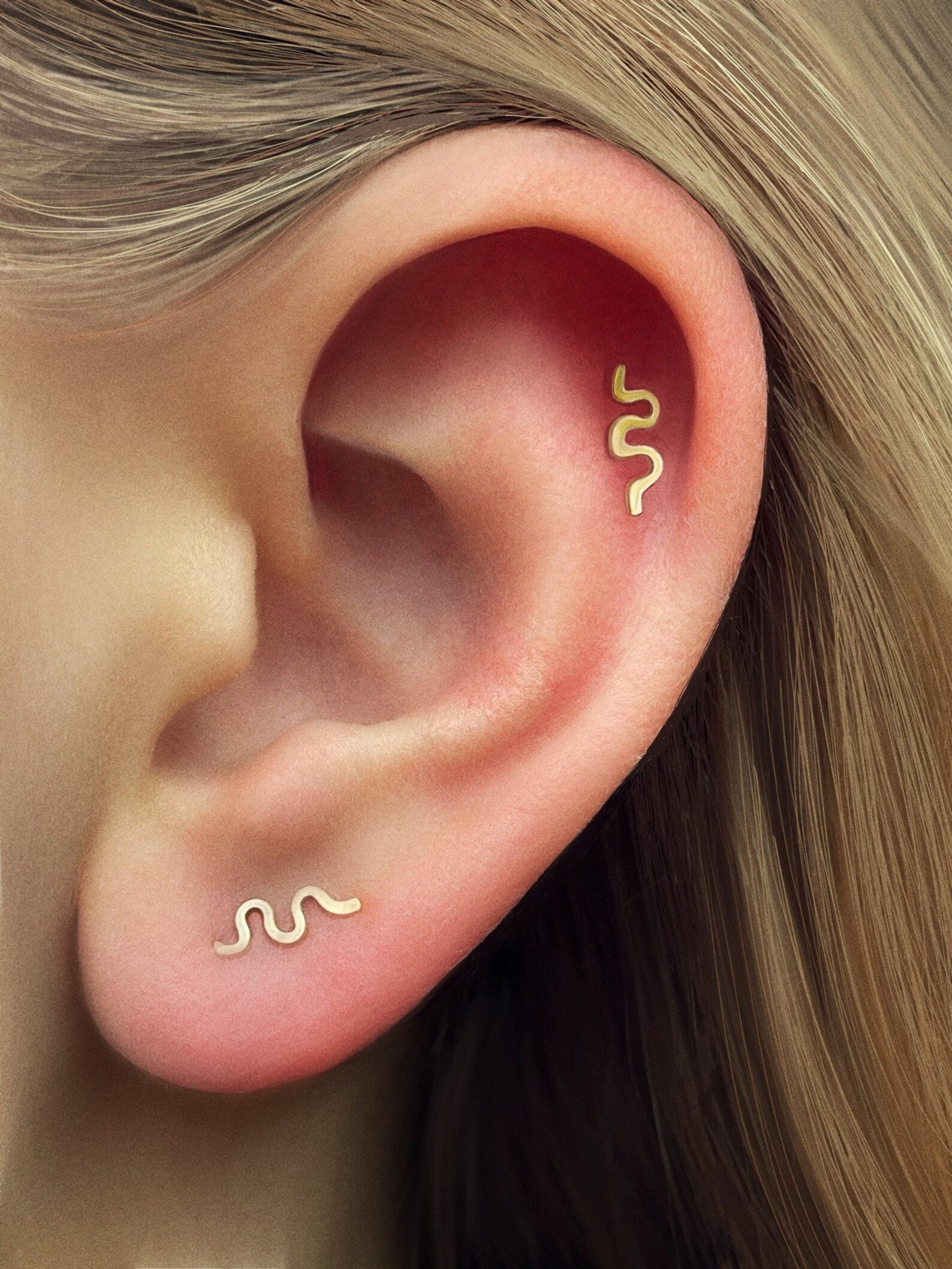 Helix Snake Piercing Upper Ear Snake Stud Conch Piercing | Etsy