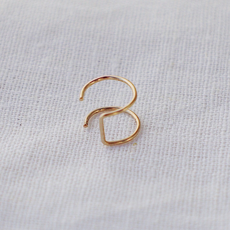 Double WIDE Ear Cuff Fake Piercing Gold Ear Cuff Cartilage | Etsy