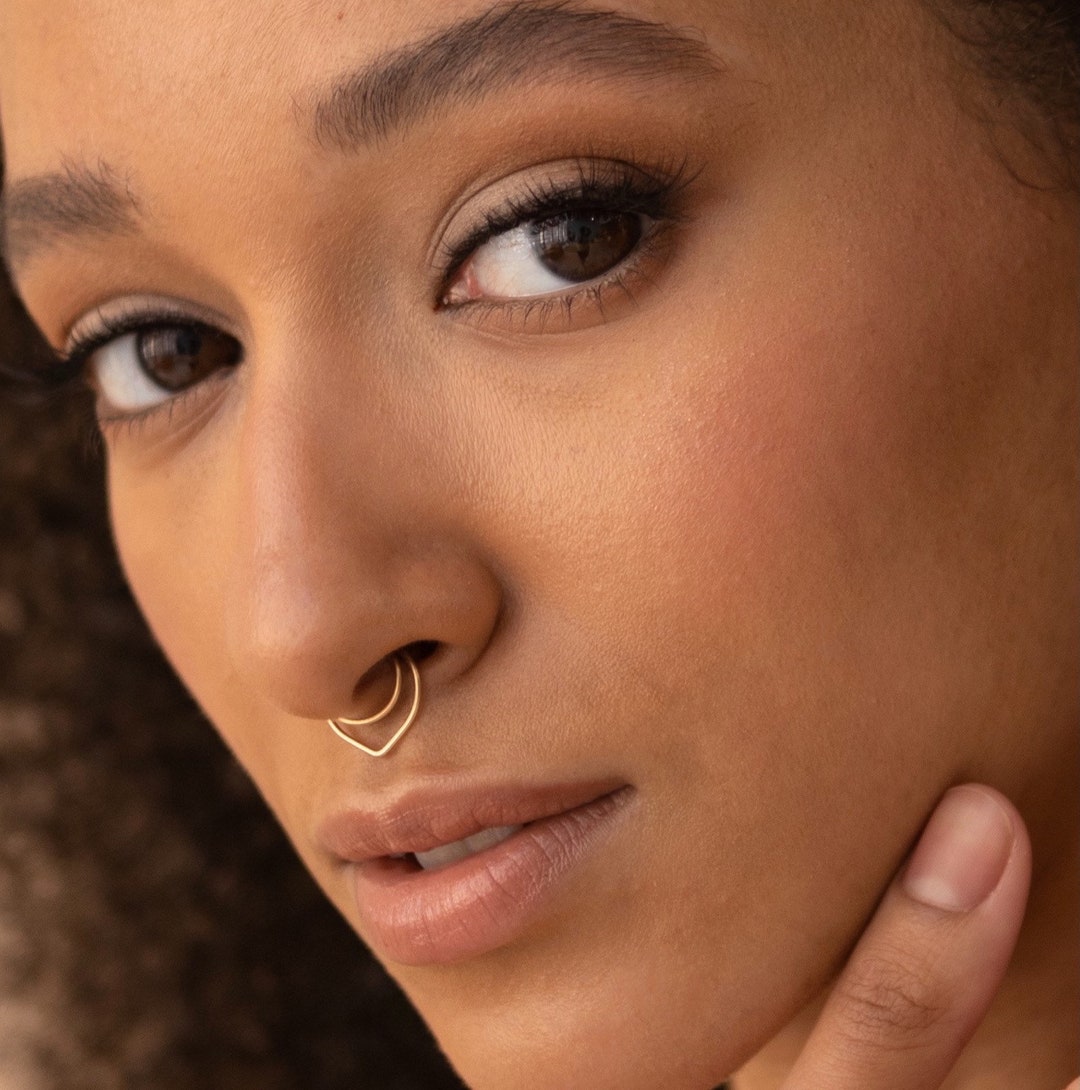 Faux Double Septum Ring: Gold Nose Jewelry - Etsy