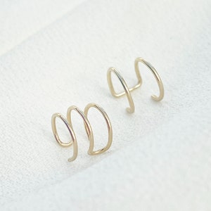 Double Triple Earcuff Set, Gold Ear Wrap Earrings, Helix Faux Piercing ...