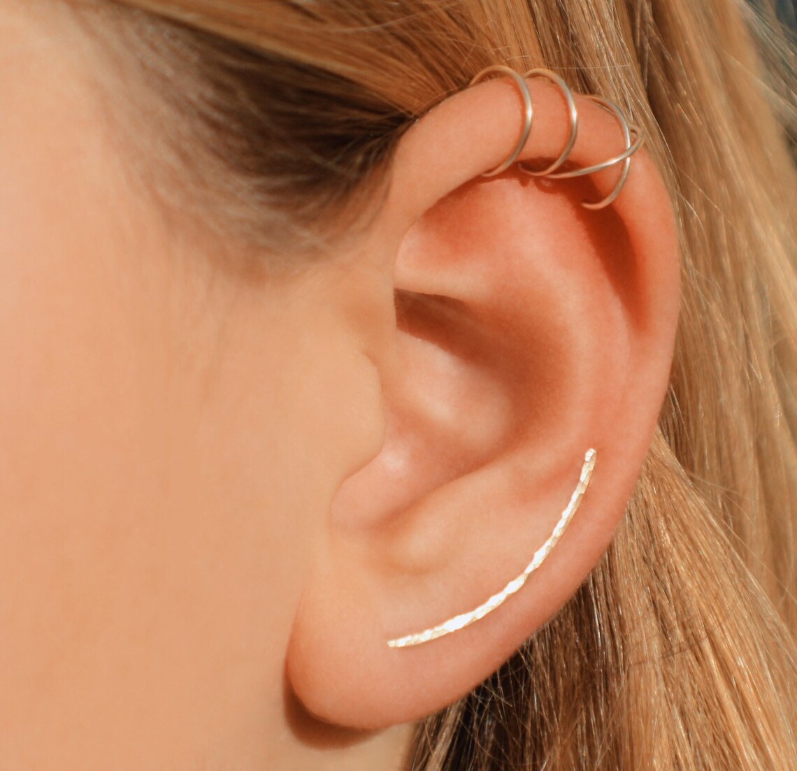 Ear Crawler Criss Cross Ear Cuff 14 K Gold Filled Long - Etsy