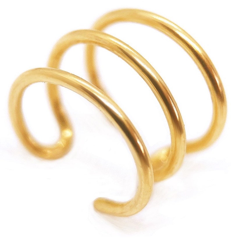 Triple Upper Cuff Gold Ear Cuff Fake Helix Piercing Faux - Etsy