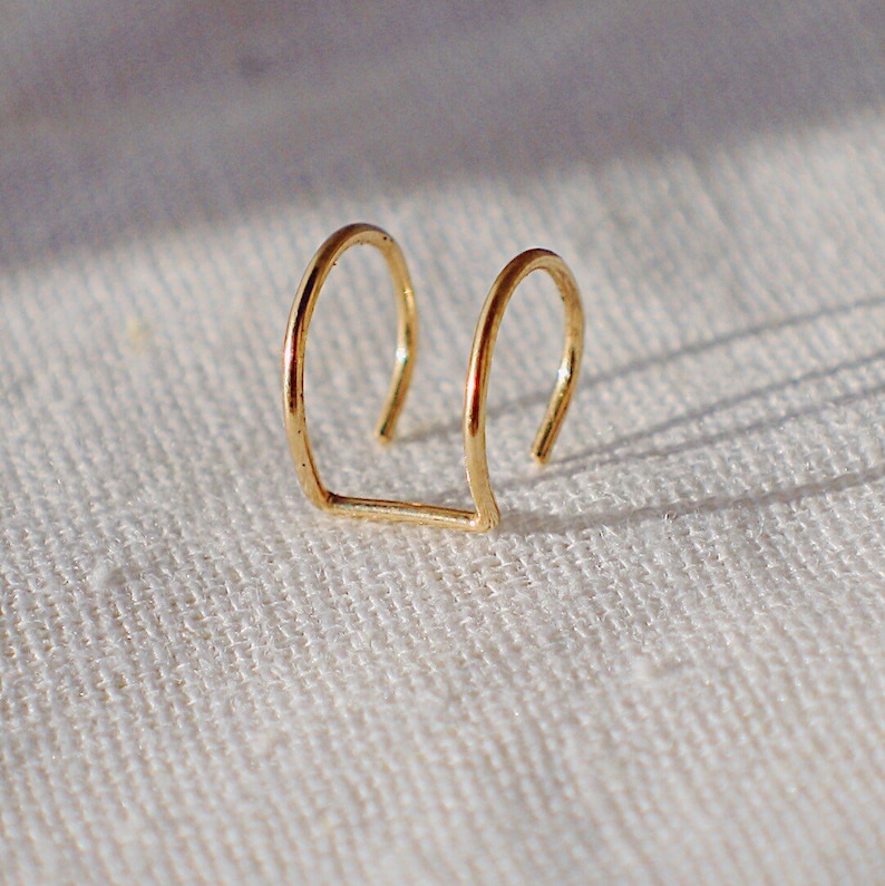Double WIDE Ear Cuff Fake Piercing Gold Ear Cuff Cartilage | Etsy