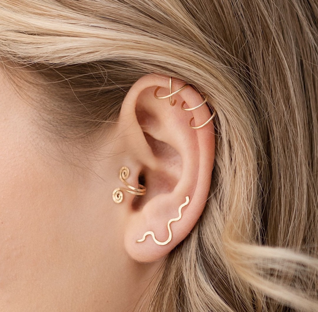 Fake Piercing Set, Double Ear Cuff, Tragus Faux Piercing, Helix ...