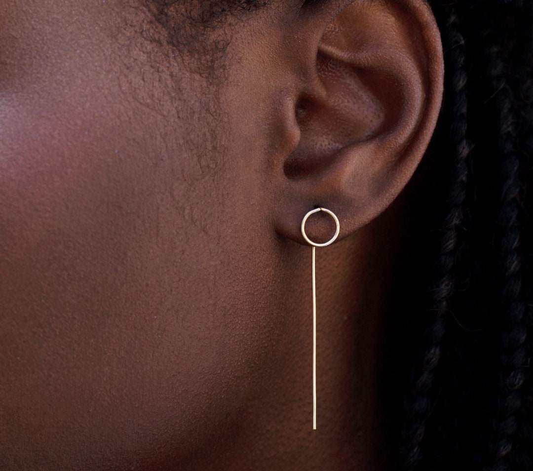 Mother Day Sale Circle Ear Pin Geometric Threader Earrings - Etsy