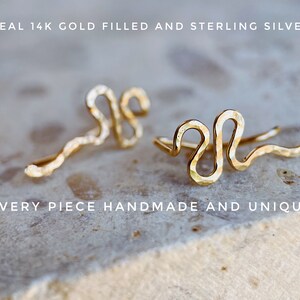Snake Climbers Mini, Snake Ear Crawler, Dainty Serpent Earrings, 14 K ...