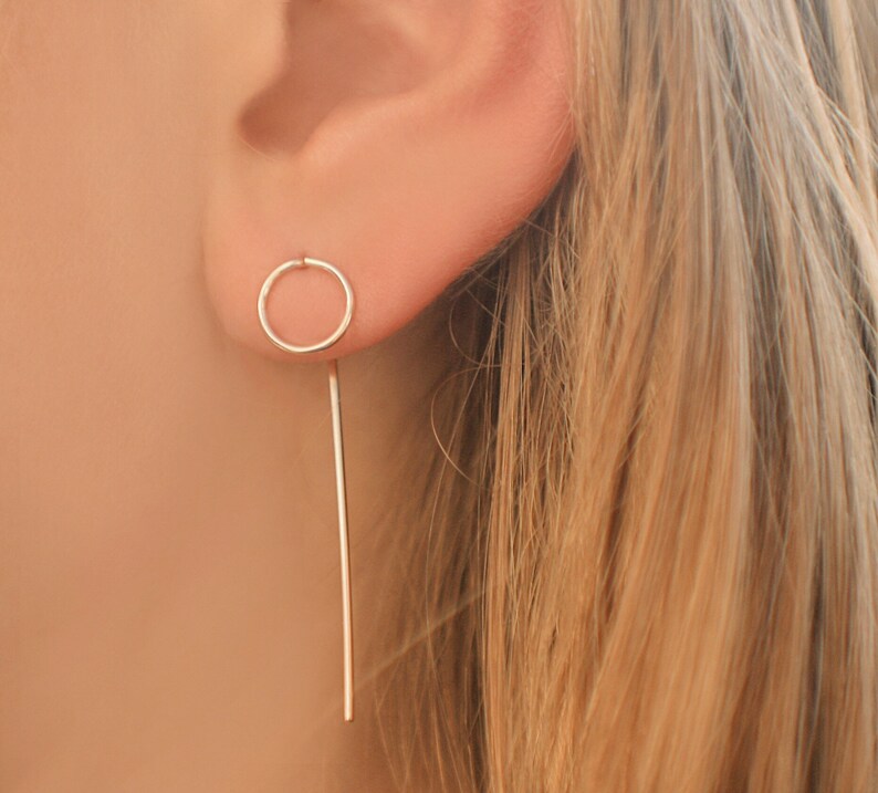 Mother Day Sale Circle Ear Pin Geometric Threader Earrings - Etsy