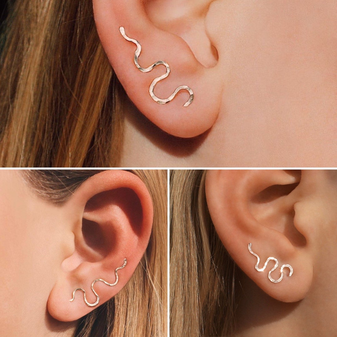 3 Sizes Snake Ear Climber Testing Set, 14k Gold, Snake Ear Crawler ...