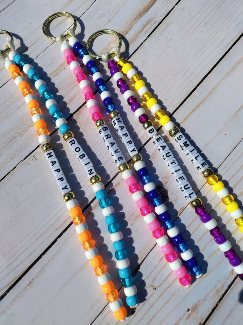 Customized Personalized Keychains Friendship Gifts Colorful Beads ...