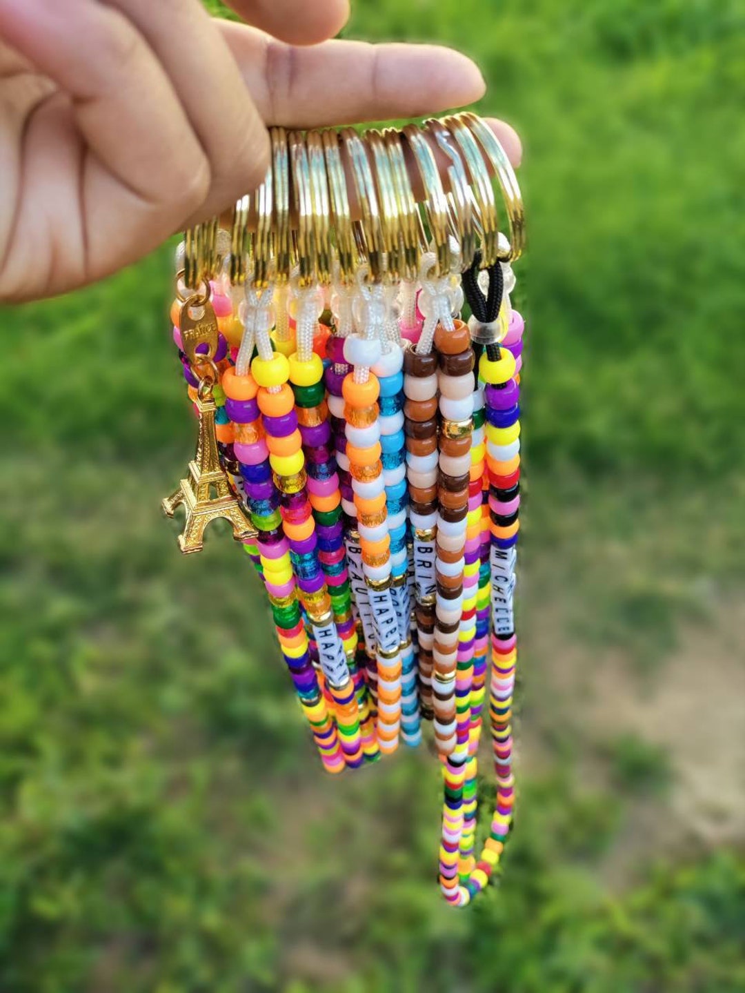 Customized Personalized Keychains Friendship Gifts Colorful Beads ...