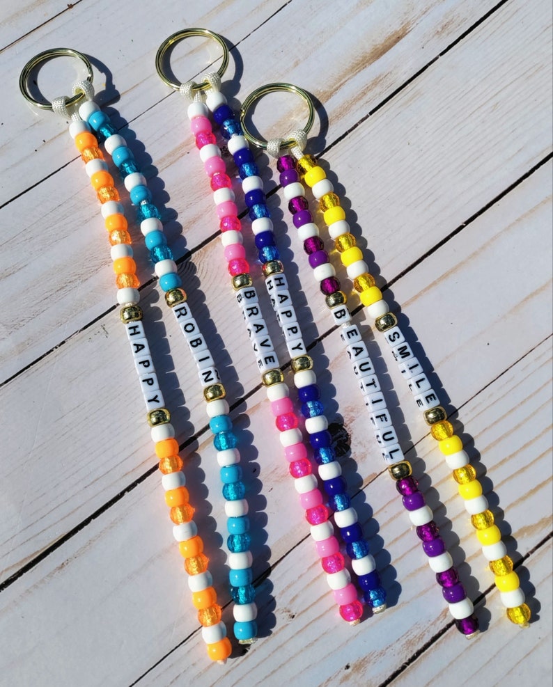Customized Personalized Keychains Friendship Gifts Colorful Beads ...