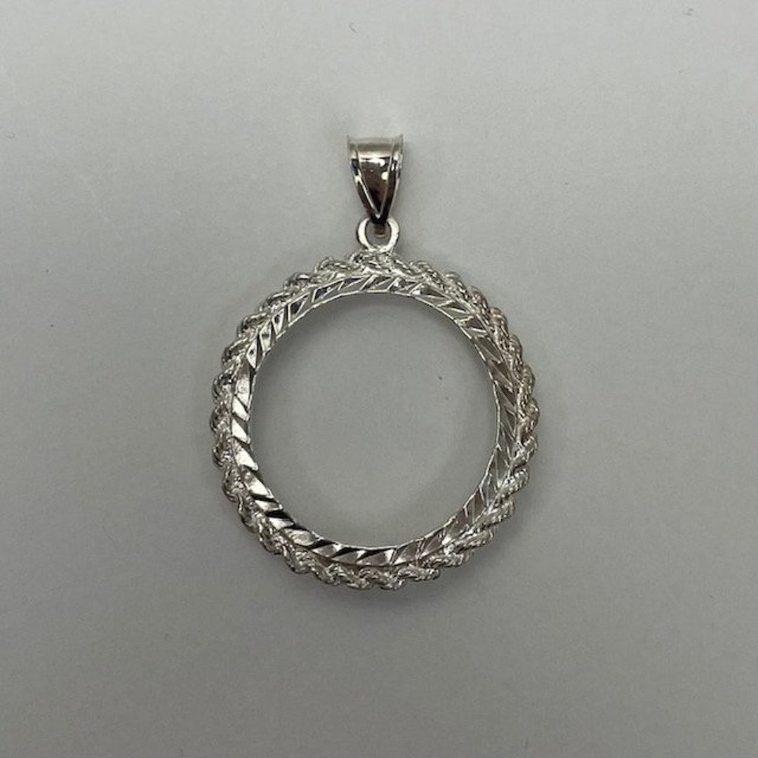 Sterling Silver 925 Coin Holder Pendant With Diamond Cut Borders - Etsy