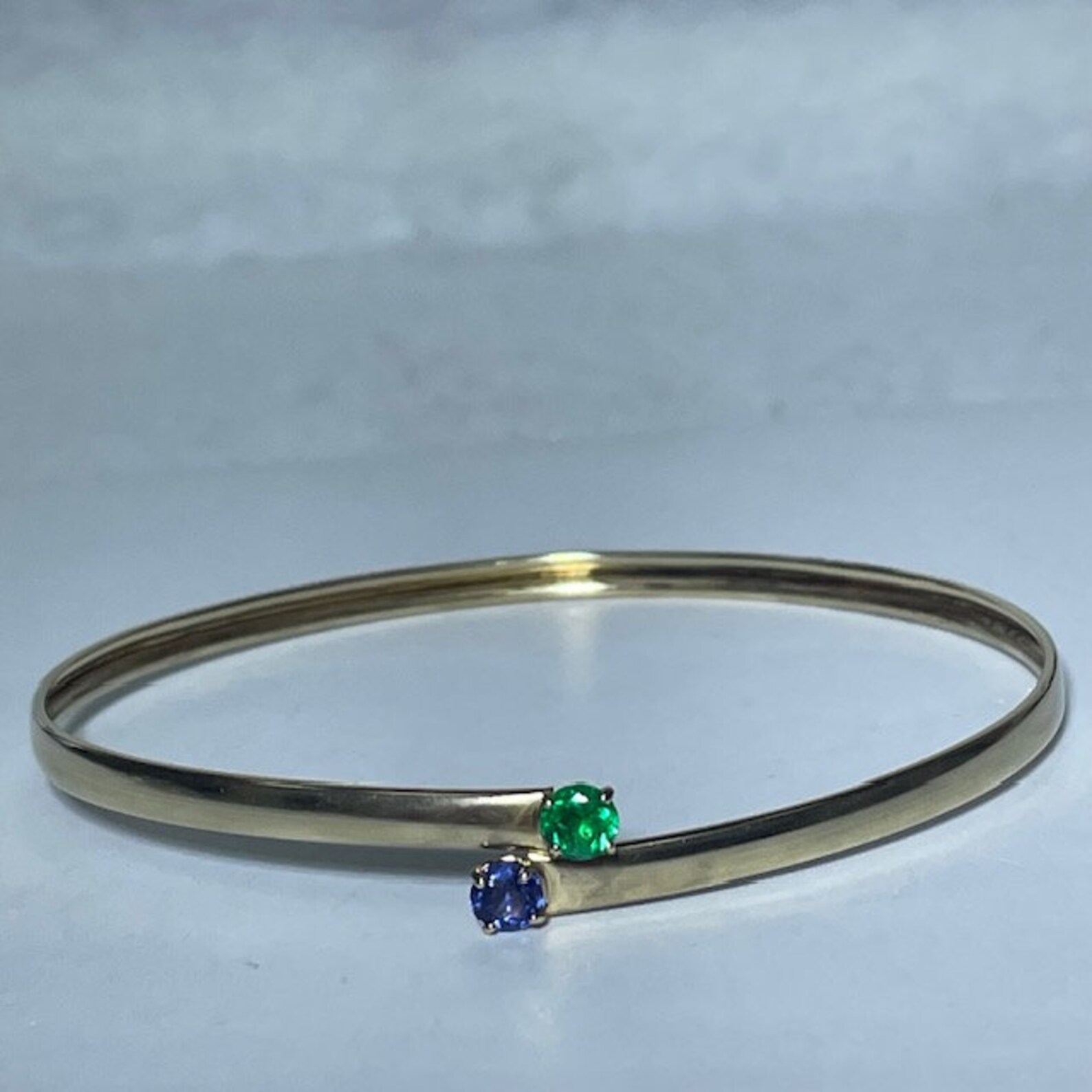 Columbian Emerald and Ceylon Sapphire Flex Bangle 14kt Yellow Gold - Etsy