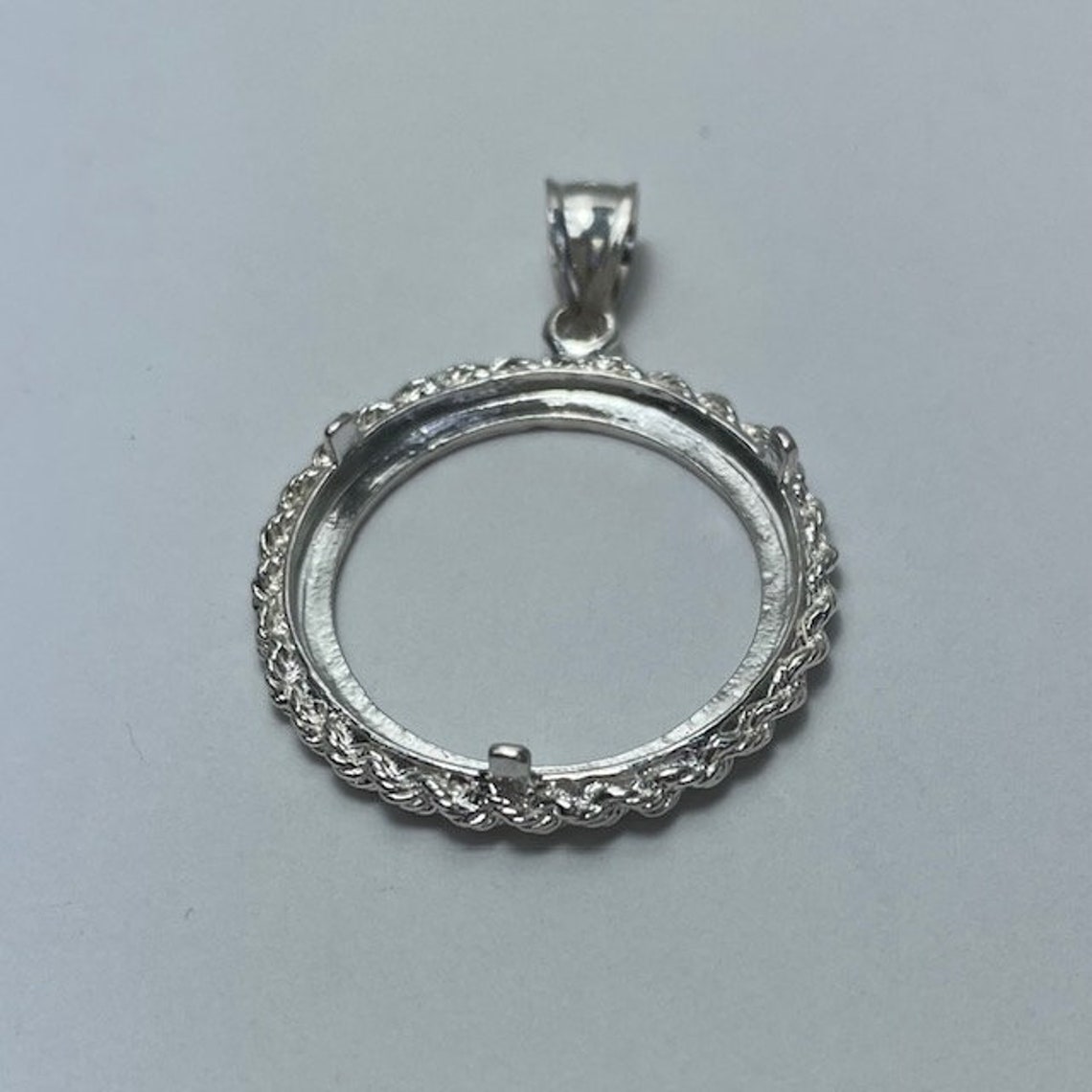 Sterling Silver 925 Coin Holder Pendant With Diamond Cut Borders - Etsy