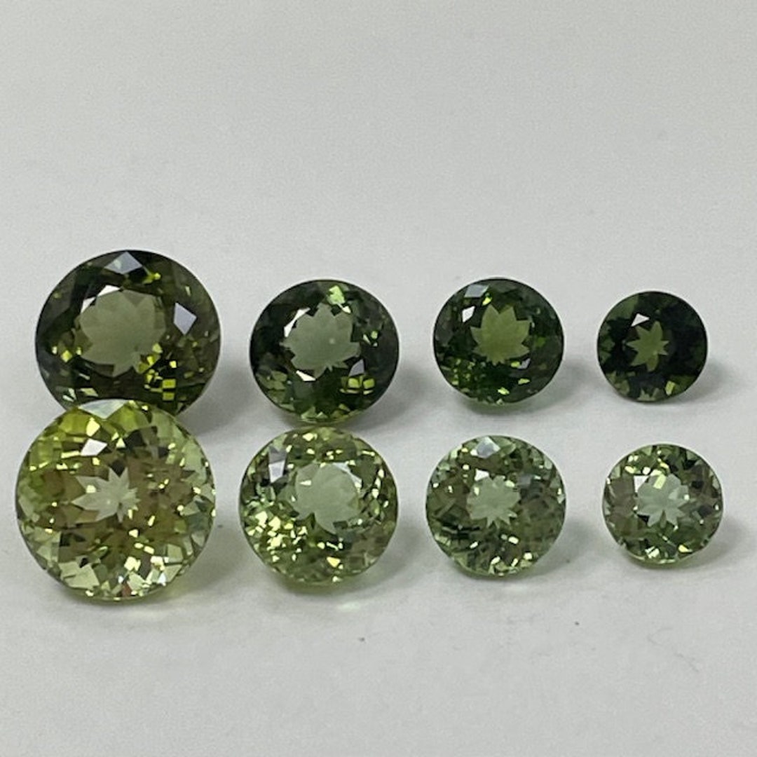 Green Tourmaline Round Faceted Calibrated AAA Loose Gemstones Multiple ...