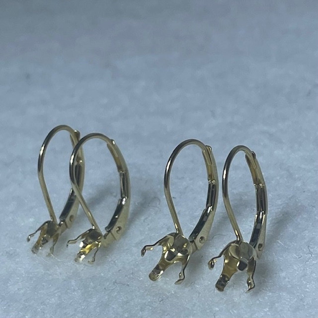14kt Solid Yellow Gold Snap in Lever Back Earring Top Finding Pairs - Etsy
