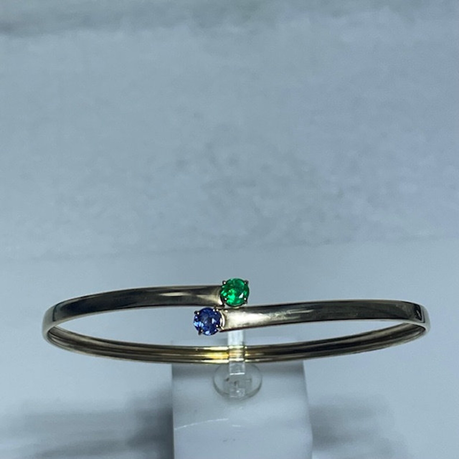 Columbian Emerald and Ceylon Sapphire Flex Bangle 14kt Yellow Gold - Etsy