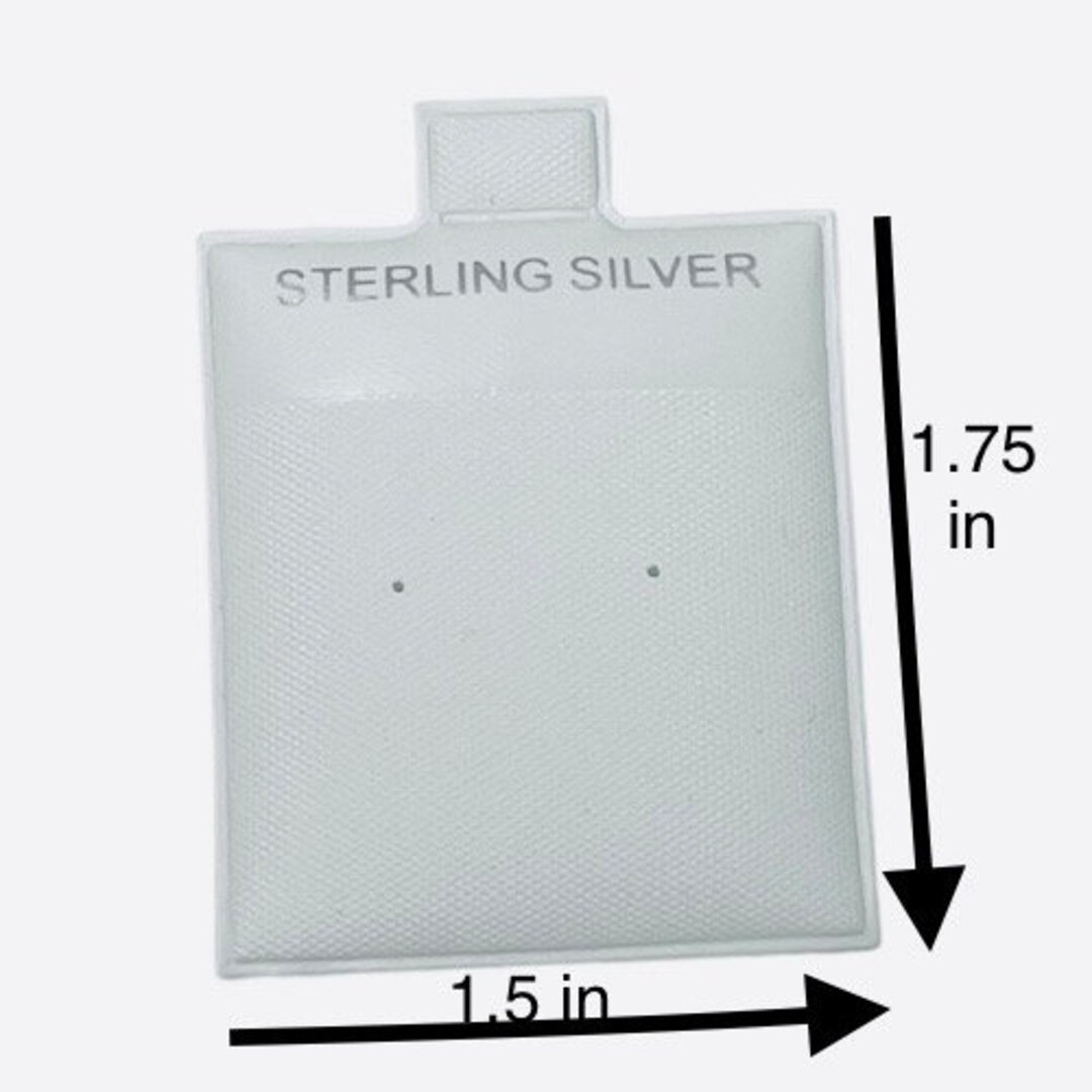 White Earring Puff Pad Display Cards Sterling Silver Imprinted 1.75 X 1 ...