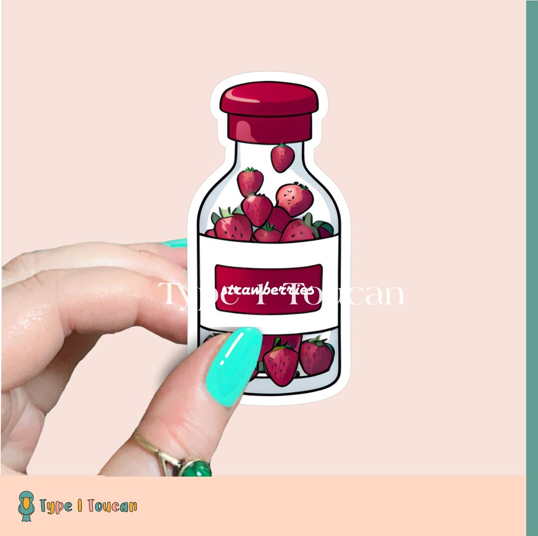 Insulin Strawberries Sticker, Type 1 Diabetes Sticker, T1D Sticker ...