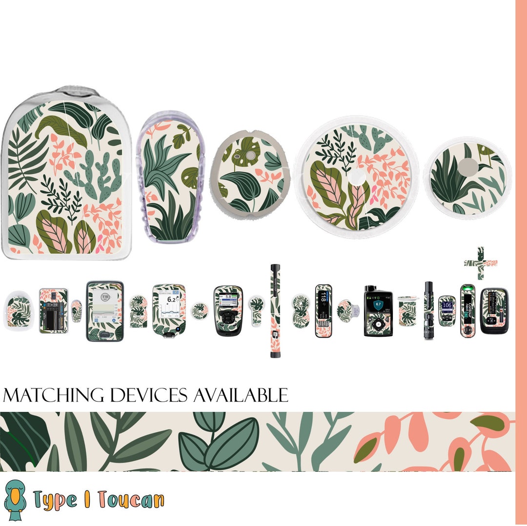 Muted Tropical Sage and Blush Diabetes Stickers Dexcom Sticker Omnipod ...