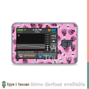 Pink Floral Insulin Print Diabetes Stickers Floral T1D T2D Dexcom G6 ...