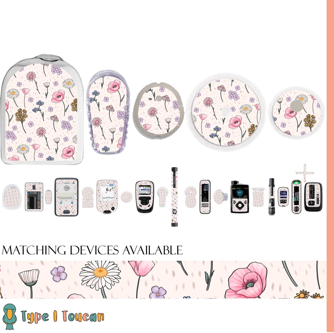 Spring Wild Flowers Diabetes Stickers Dexcom Sticker Omnipod Freestyle ...