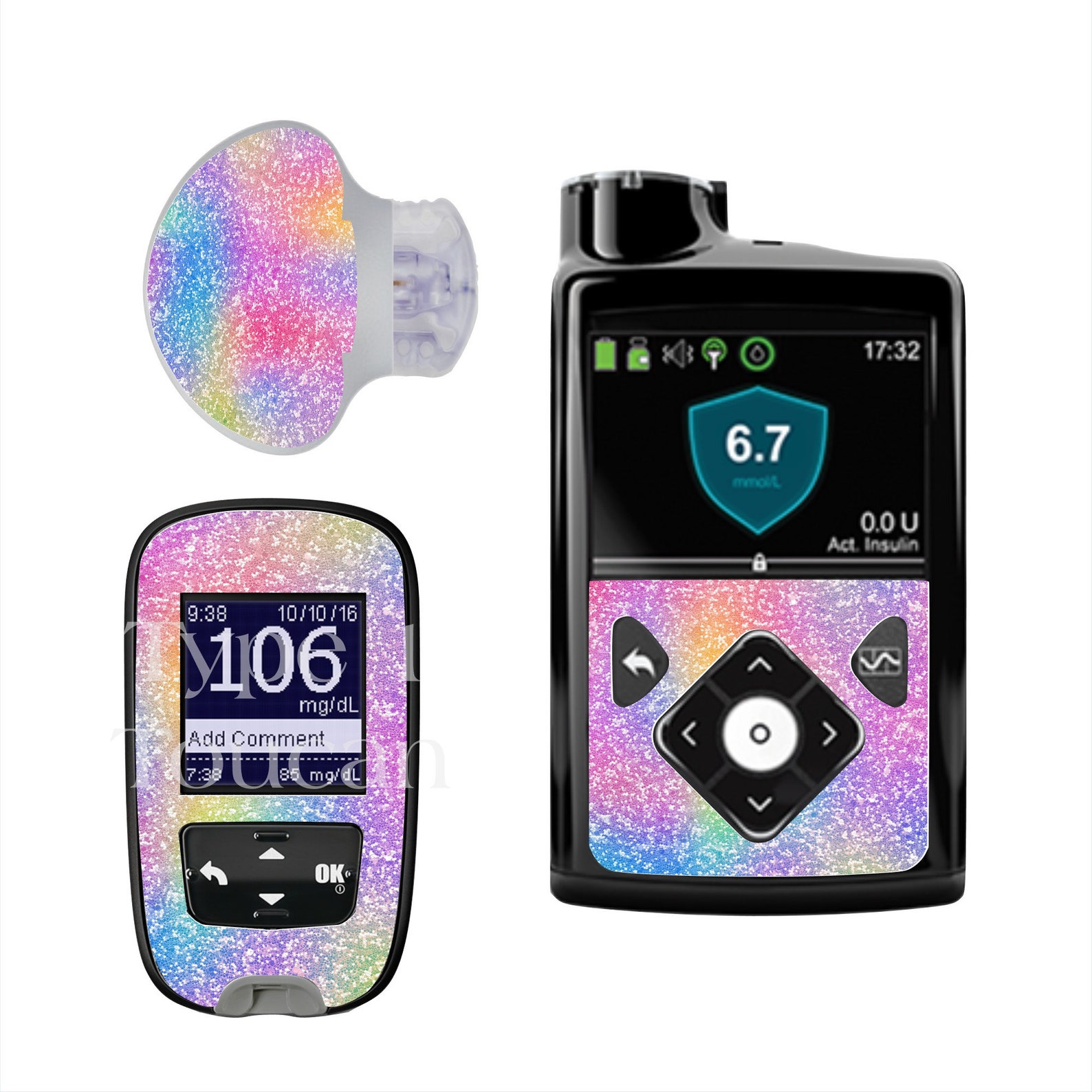 Rainbow Glitter Effect Dexcom G6 Omnipod Freestyle Libre Etsy