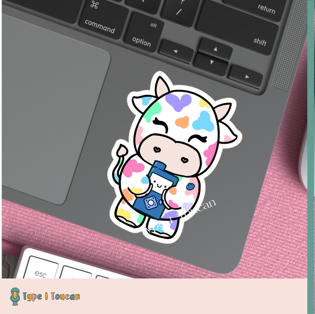 Mel Moo Rainbow Cow Personalised Diabuddy Sticker, Diabuddies Sticker ...