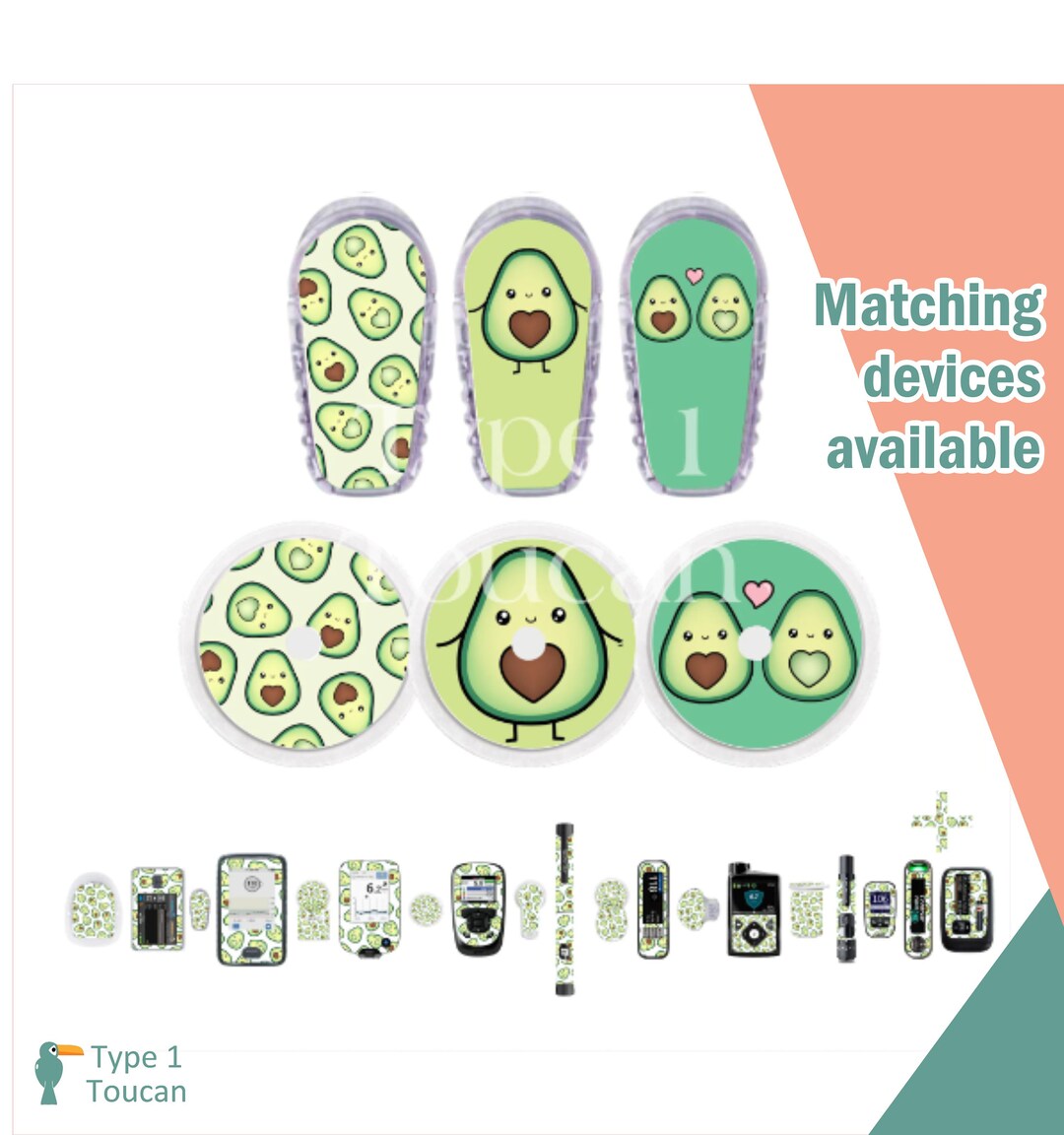 Cute Avocado Diabetes Stickers Dexcom G6 Omnipod Freestyle Libre Tslim ...