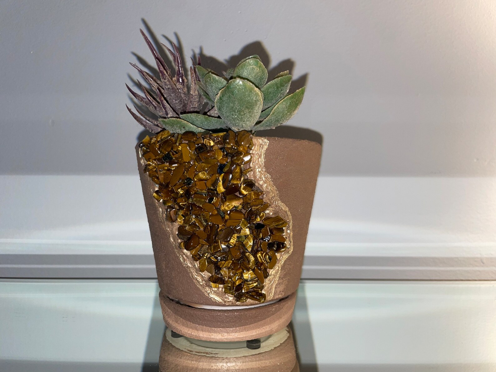Succulent Planter Geode Planter Tigers Eye Stones Ceramic Planter Pots ...