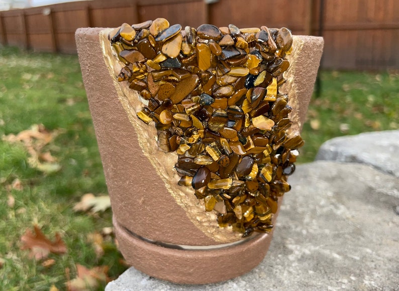 Succulent Planter Geode Planter Tigers Eye Stones Ceramic Planter Pots ...