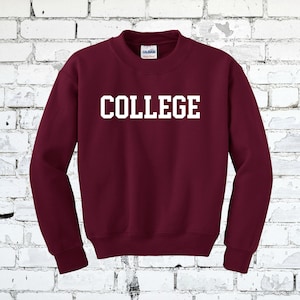 COLLEGE Sweatshirt - Collegiate Sweater - All Colors - All Sizes ...