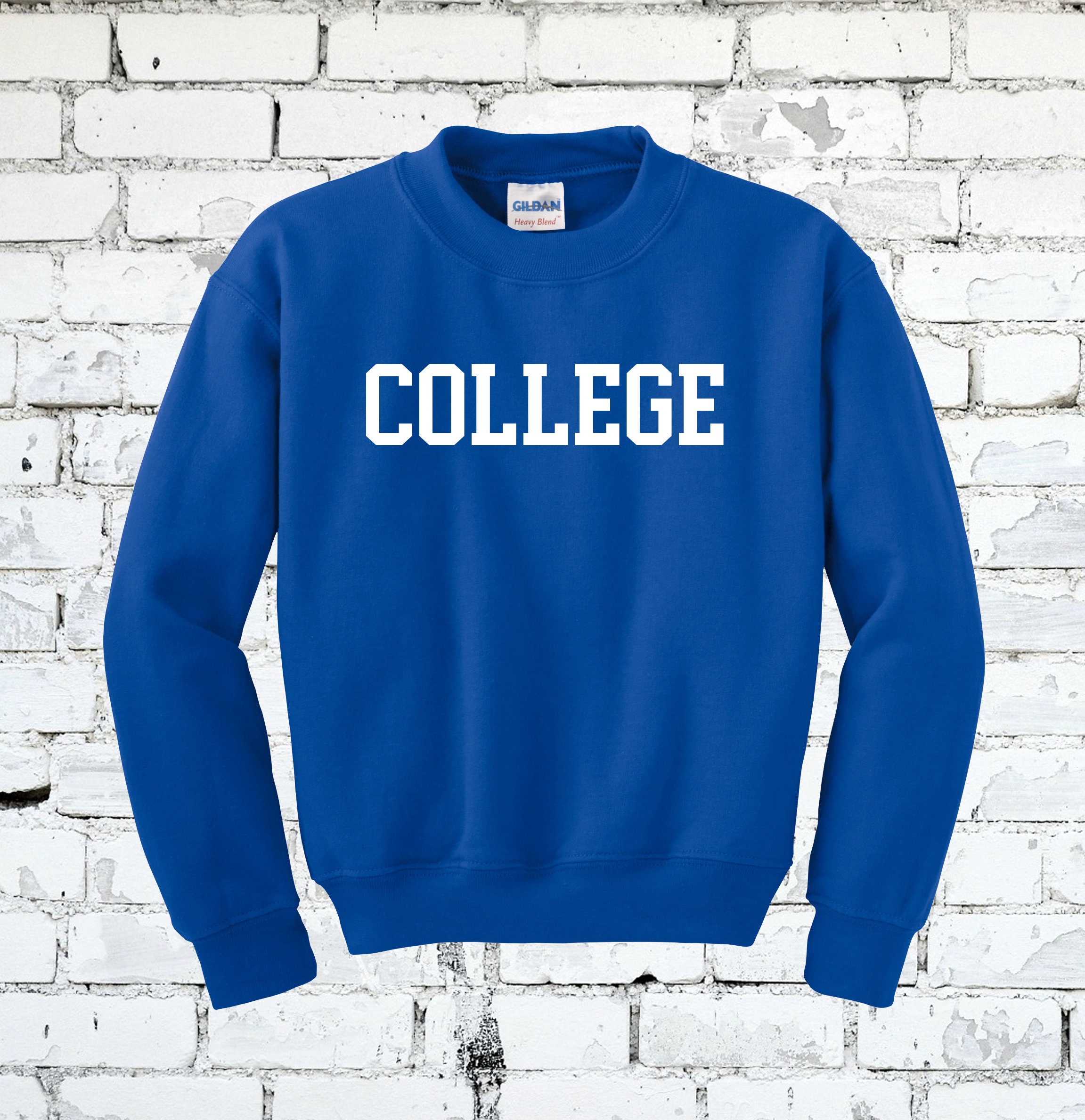 COLLEGE Sweatshirt Collegiate Sweater All Colors All - Etsy