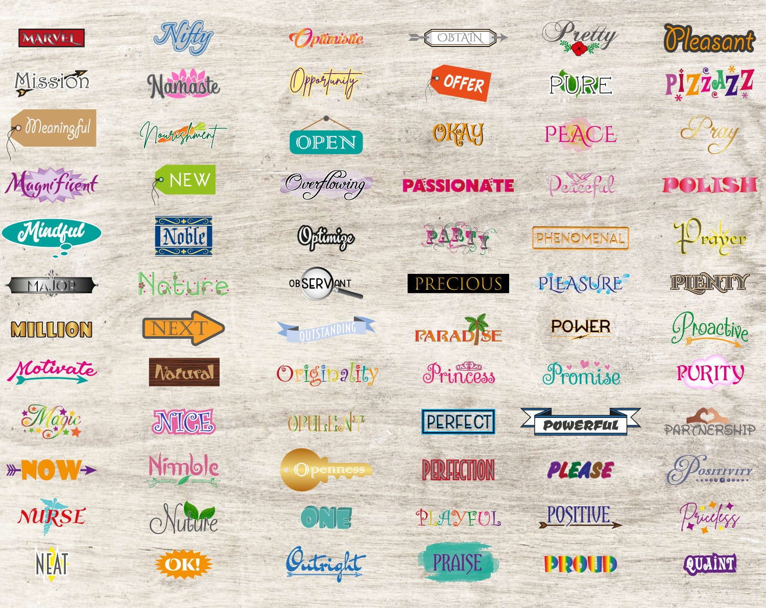 Word for the Day Digital Planner Stickers, Pre-cropped Digital Stickers ...