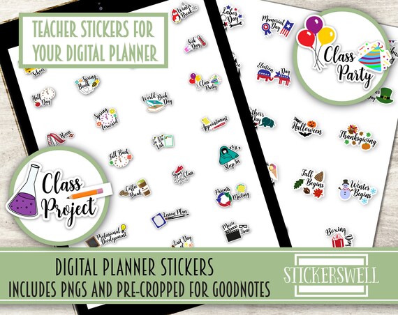 Teacher Digital Planner Stickers Digital Stickers for | Etsy