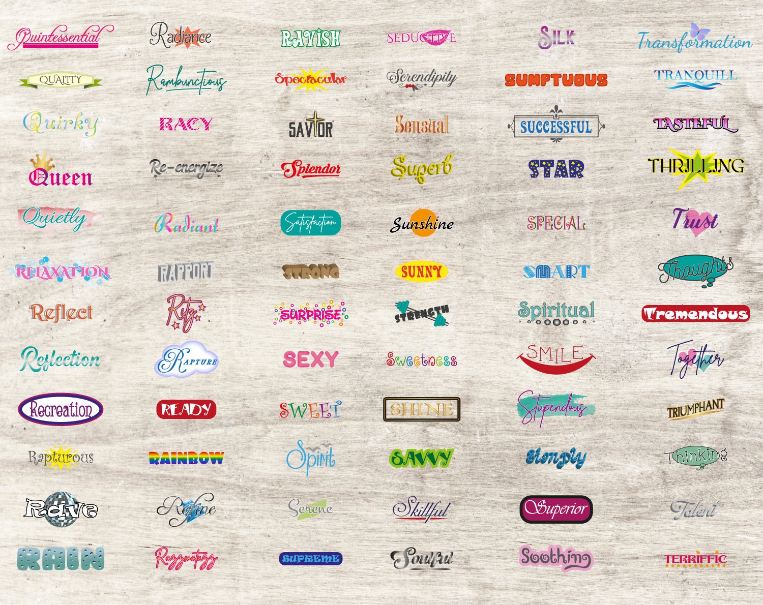 Word for the Day Digital Planner Stickers, Pre-cropped Digital Stickers ...