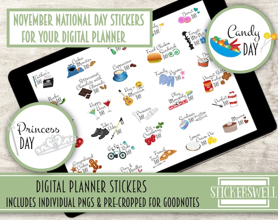 November National Day Digital Planner Stickers Daily November | Etsy