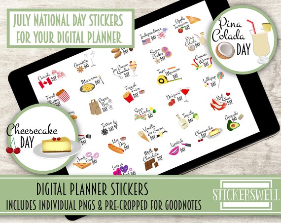 June Wacky Holidays Digital Planner Stickers Pre-cropped Digital ...