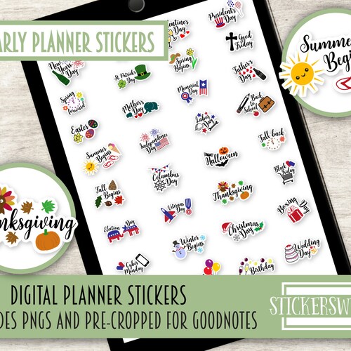 Digital Planner Stickers Yearly Holiday Stickers Annual - Etsy