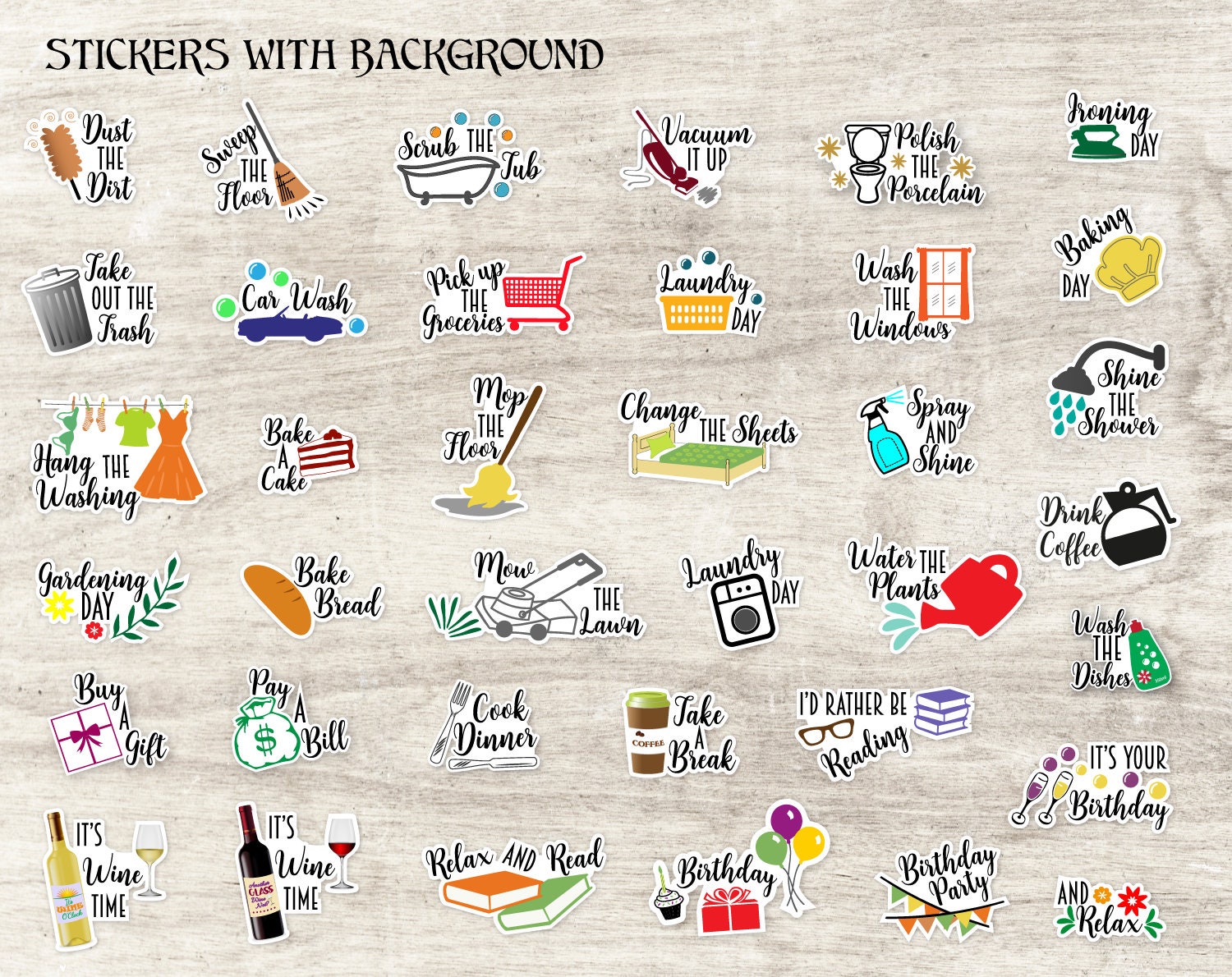 Daily Cleaning Digital Planner Stickers for Goodnotes, Pre-cropped ...