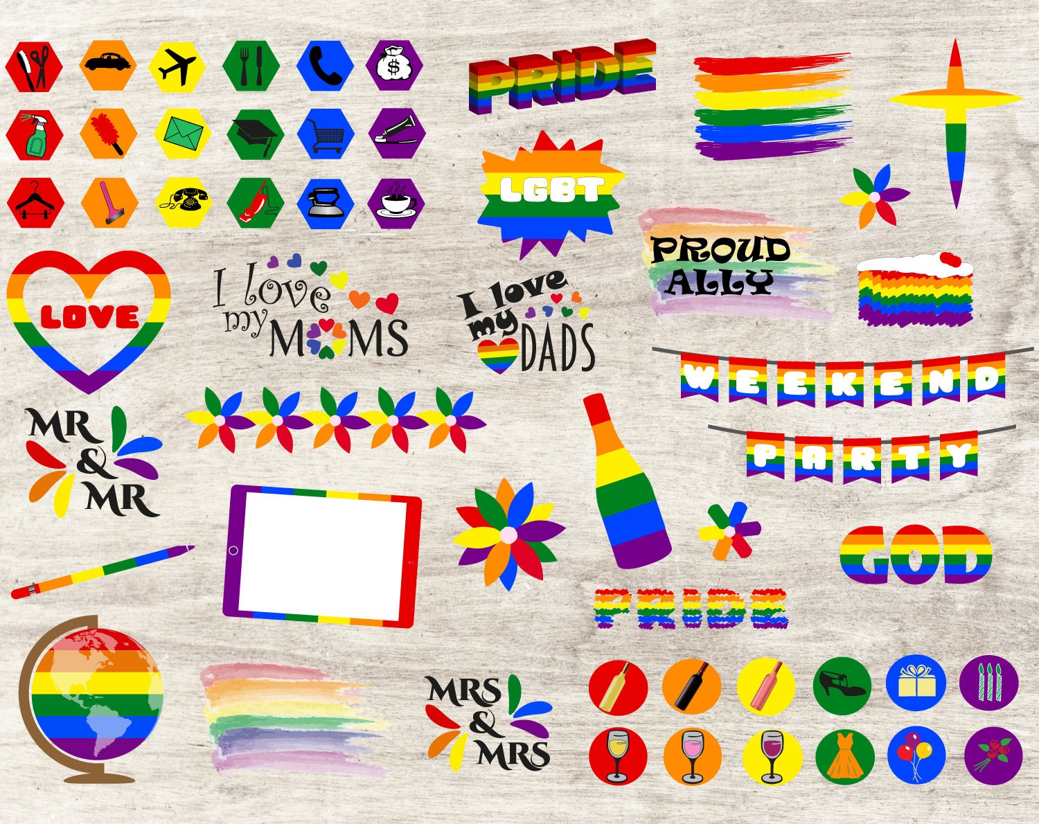 LGBT Digital Planner Stickers Gay Pride Stickers Pre-Cropped - Etsy España