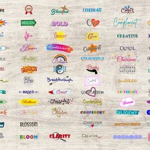 Word for the Day Digital Planner Stickers, Pre-cropped Digital Stickers ...