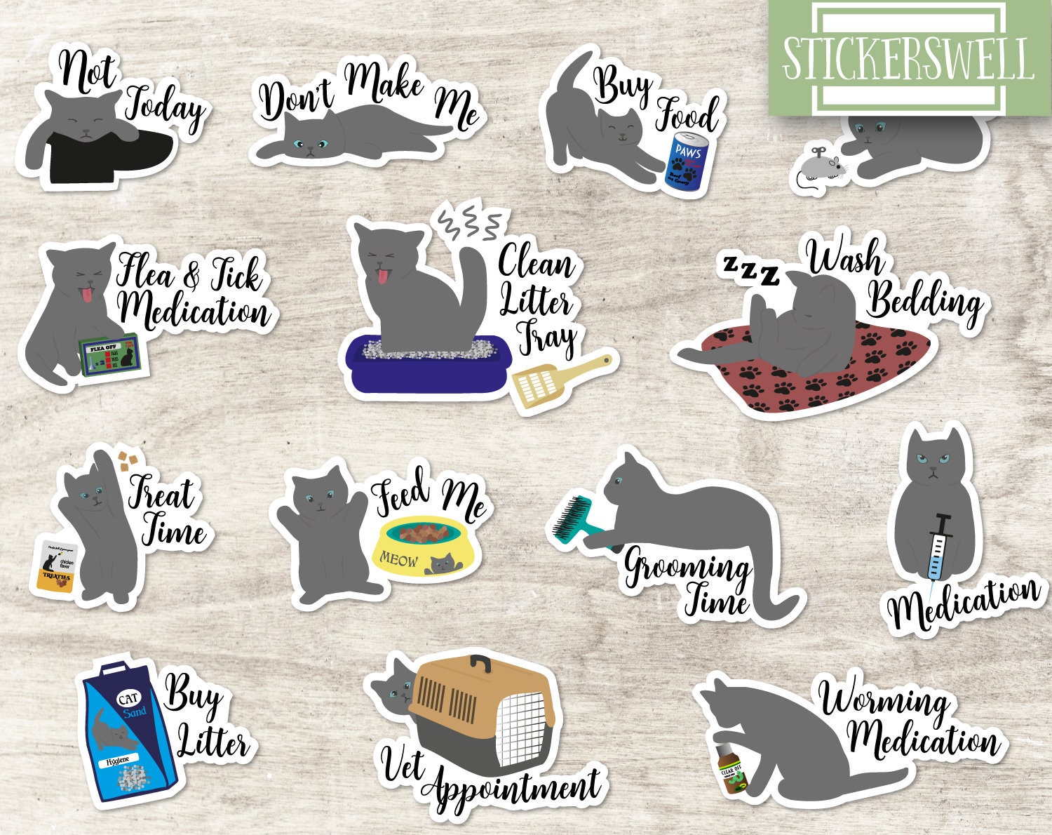 Cat Care Digital Planner Stickers 14 Pre-cropped Cat Care - Etsy