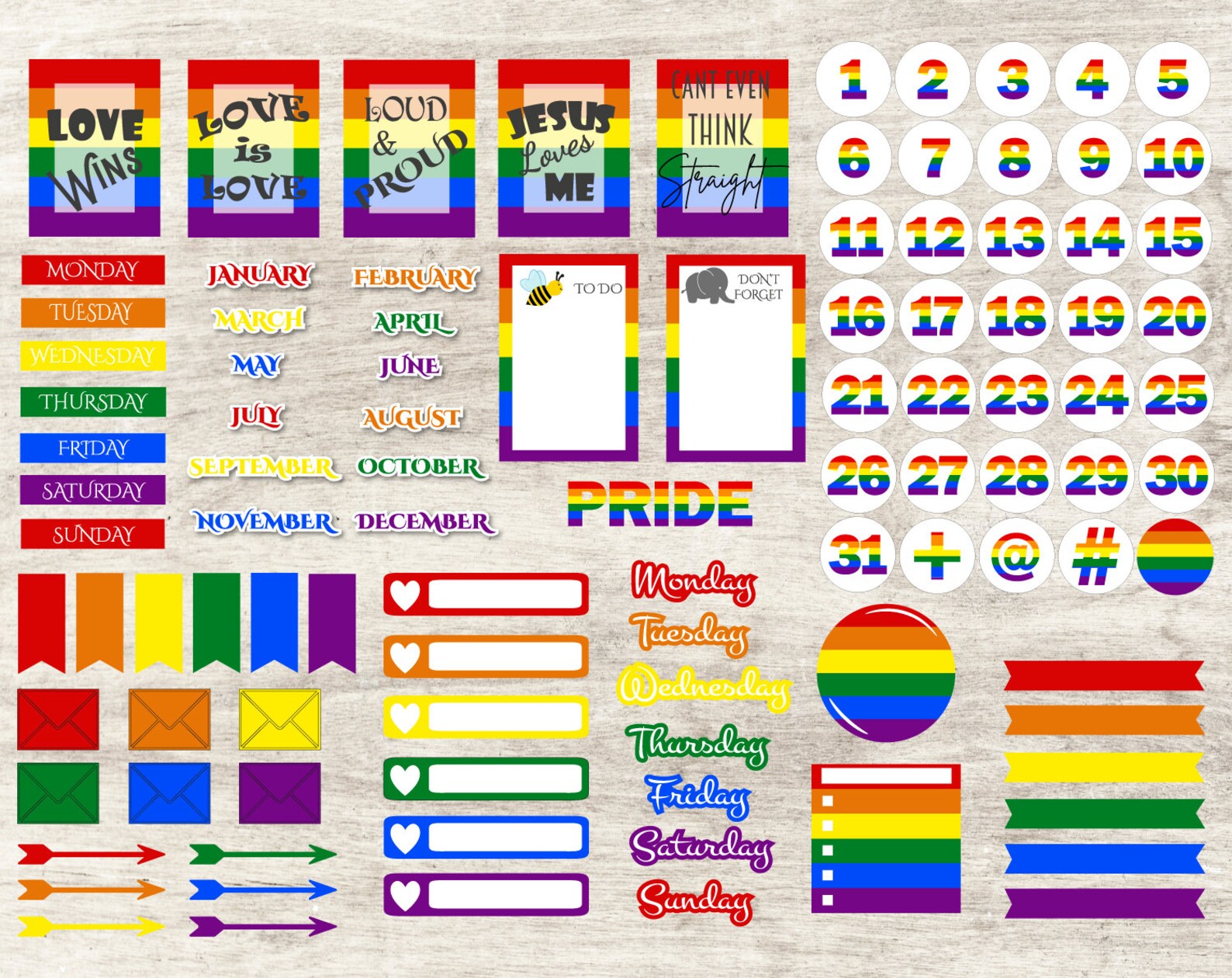 LGBT Digital Planner Stickers, Gay Pride Stickers, Pre-cropped ...