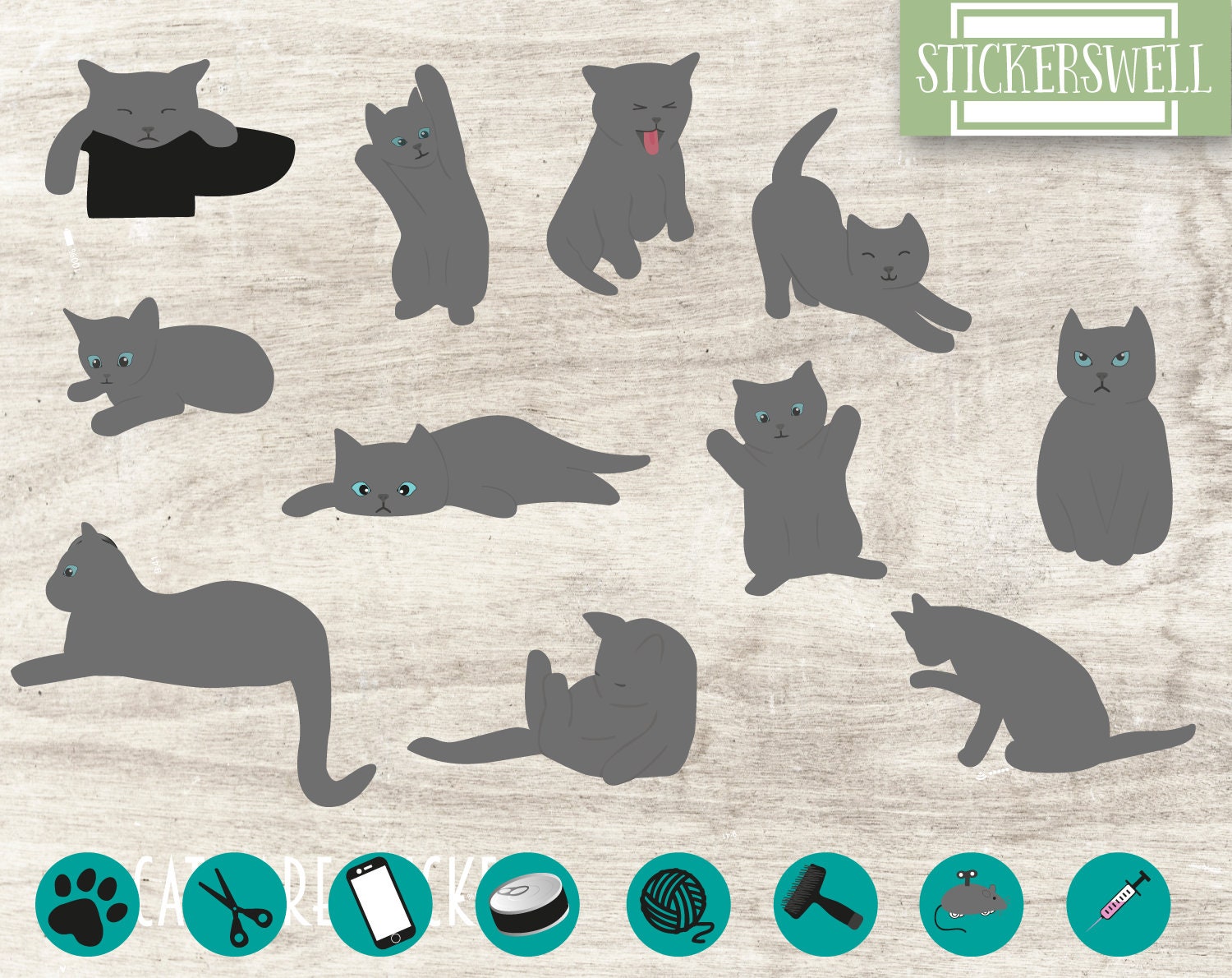 Cat Care Digital Planner Stickers 14 Pre-cropped Cat Care - Etsy