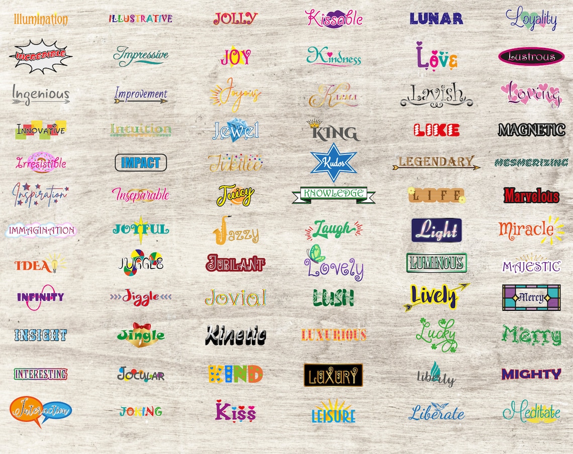 Word for the Day Digital Planner Stickers, Pre-cropped Digital Stickers ...