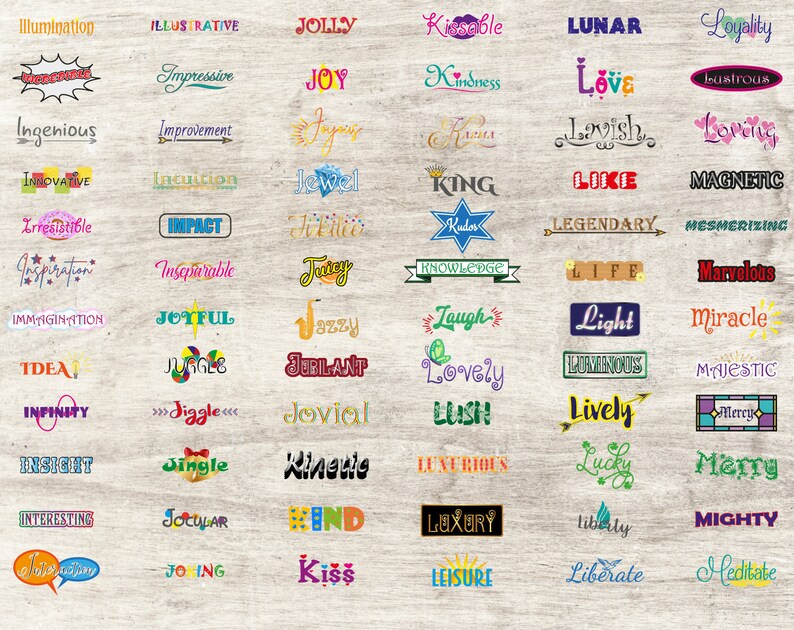 Word for the Day Digital Planner Stickers, Pre-cropped Digital Stickers ...